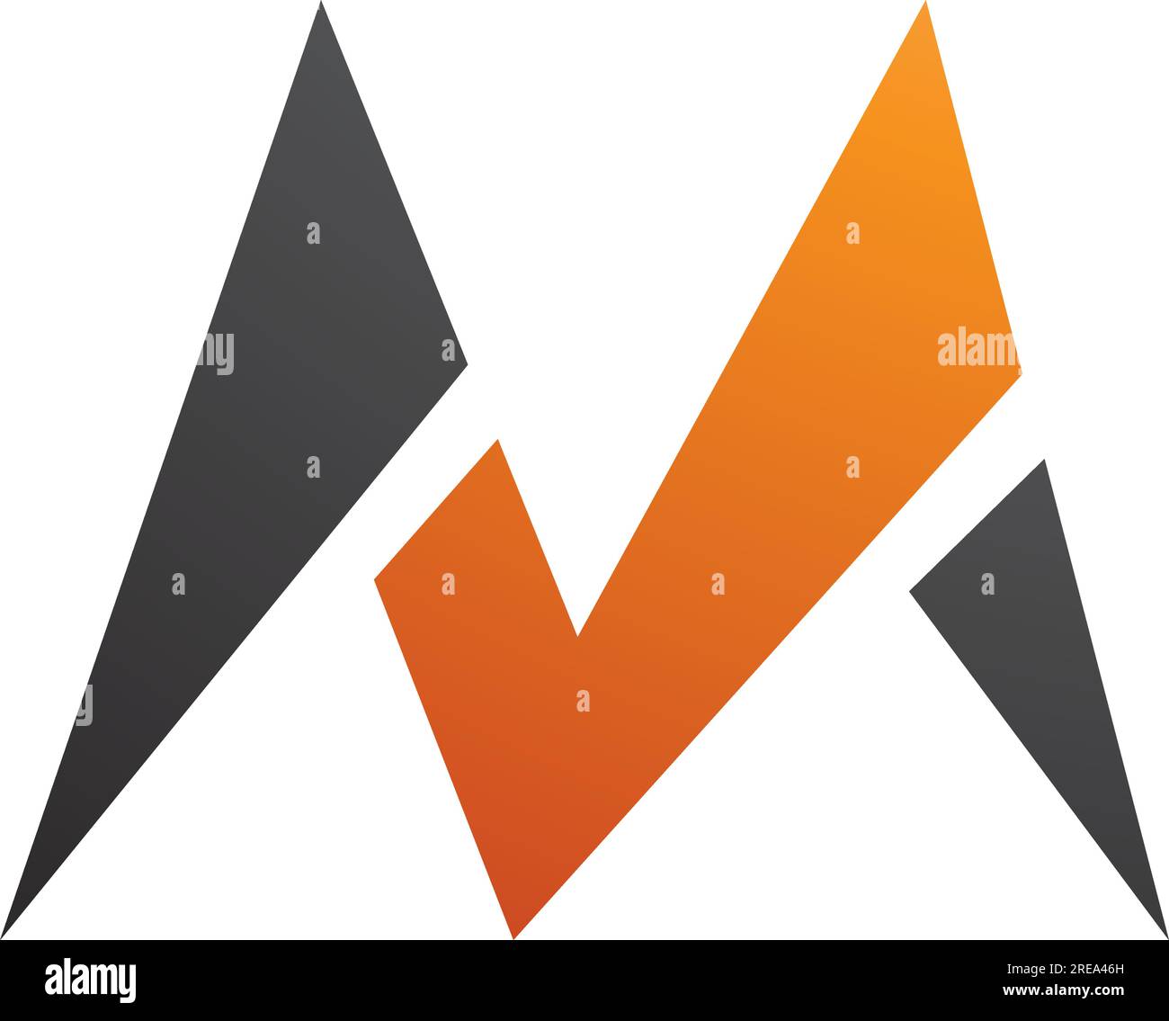 Orange and Black Pointy Tipped Letter M Icon on a White Background ...