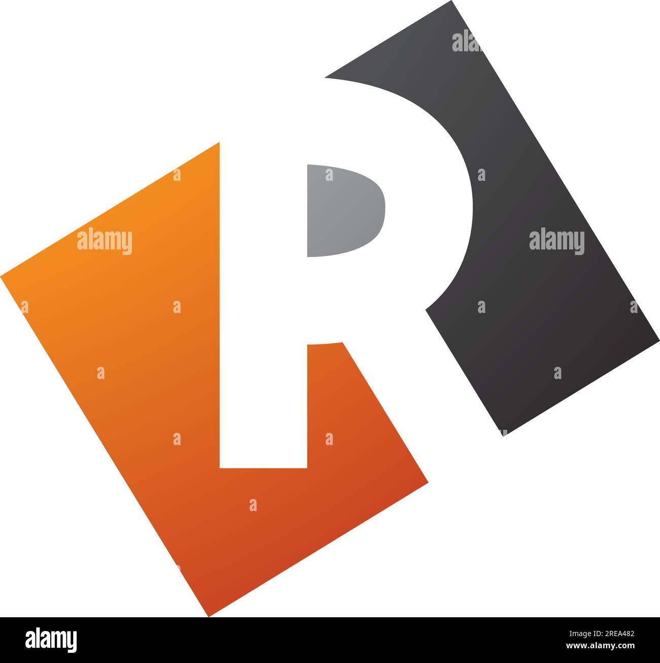 Orange and Black Rectangle Shaped Letter R Icon on a White Background ...