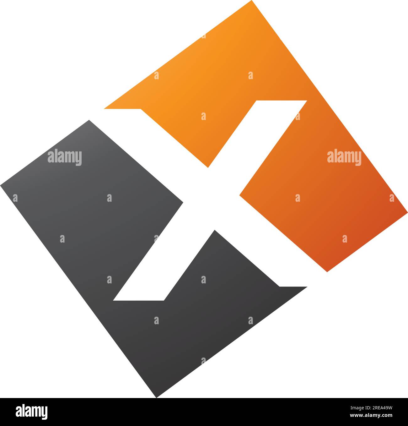Orange and Black Rectangle Shaped Letter X Icon on a White Background ...