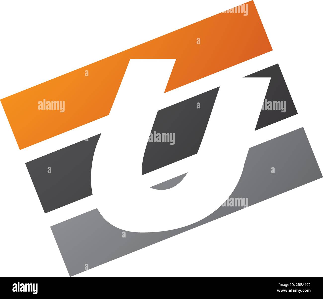 Orange and Black Rectangular Shaped Letter U Icon on a White Background ...