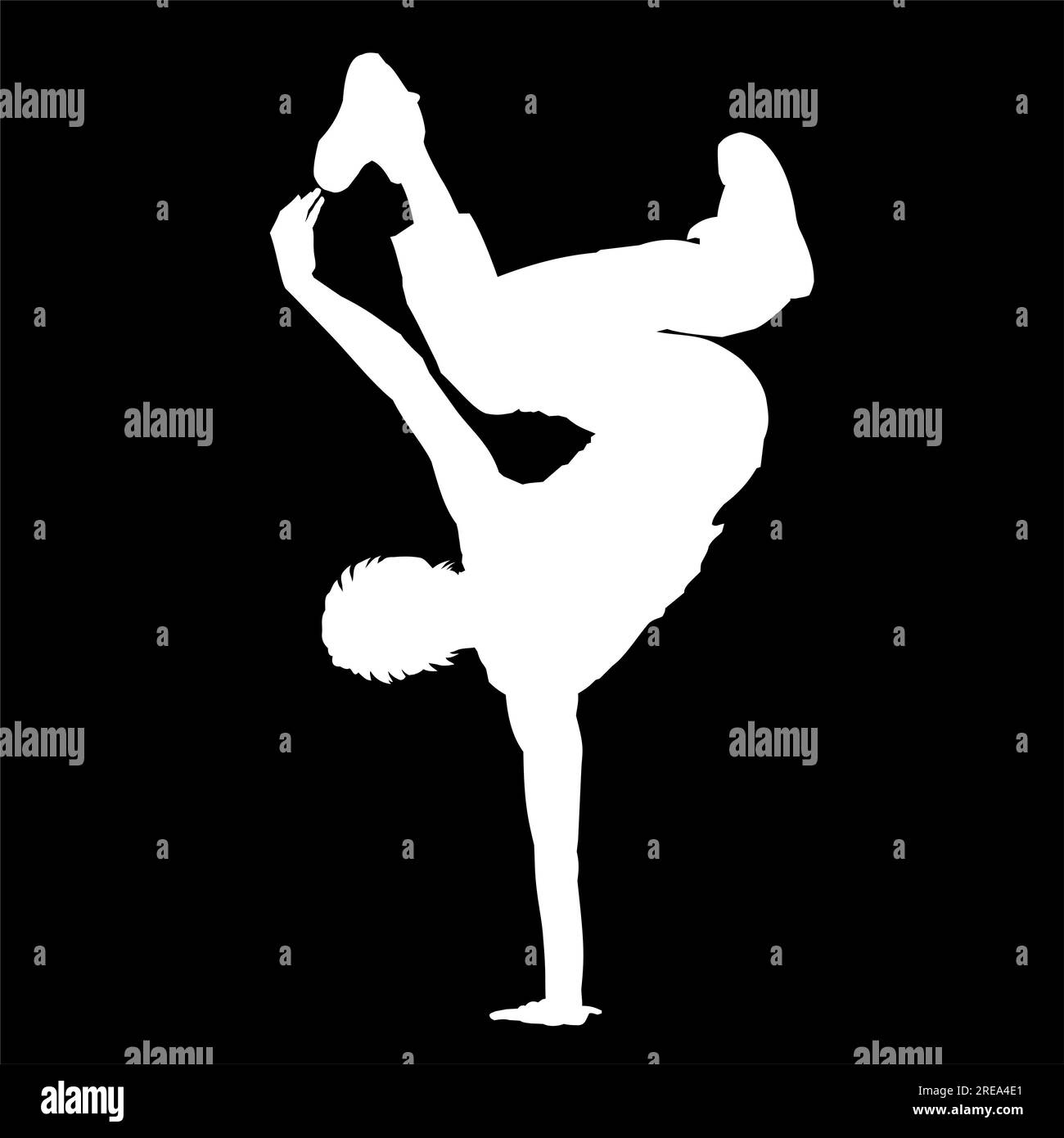 white silhouette of a man dancing on a black background, monochrome ...