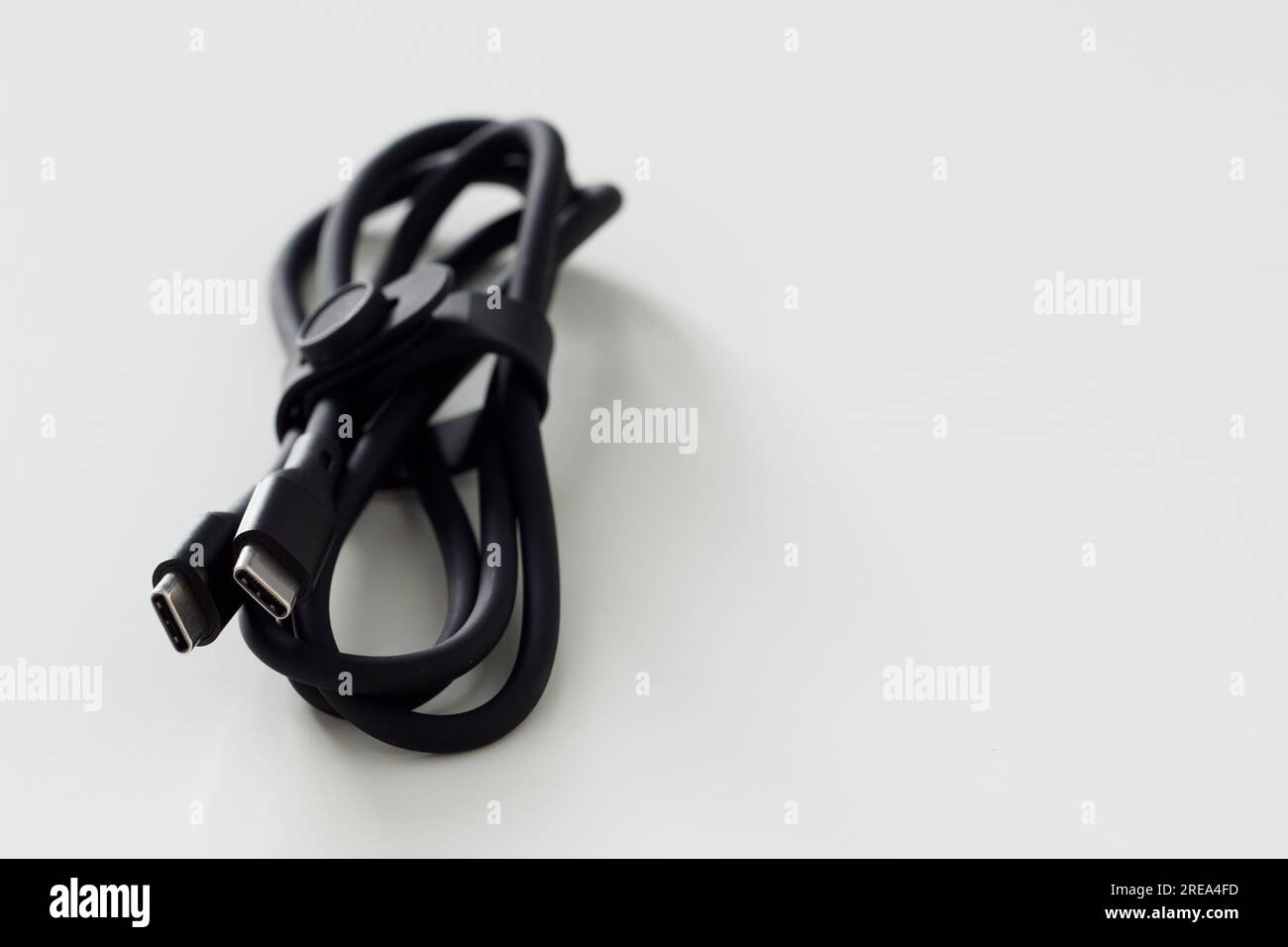 Black usb-c to usb-c cable. Copy space Stock Photo - Alamy
