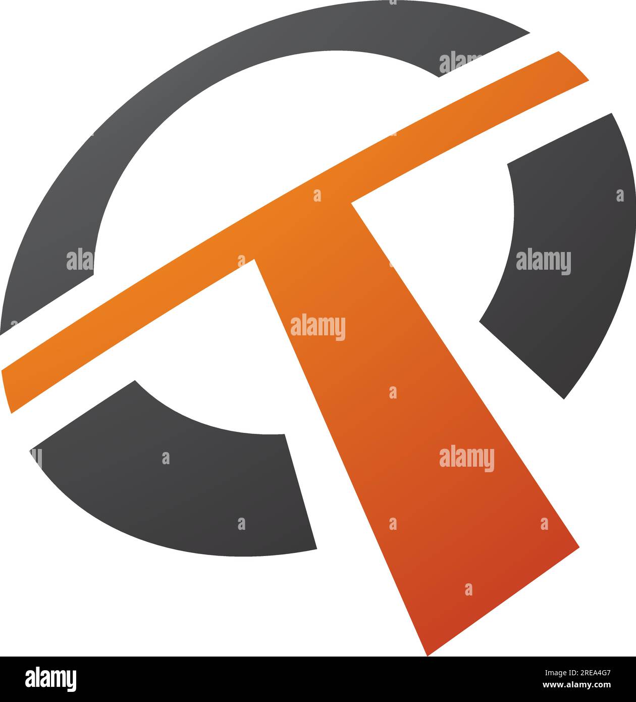 Orange and Black Round Shaped Letter T Icon on a White Background Stock ...
