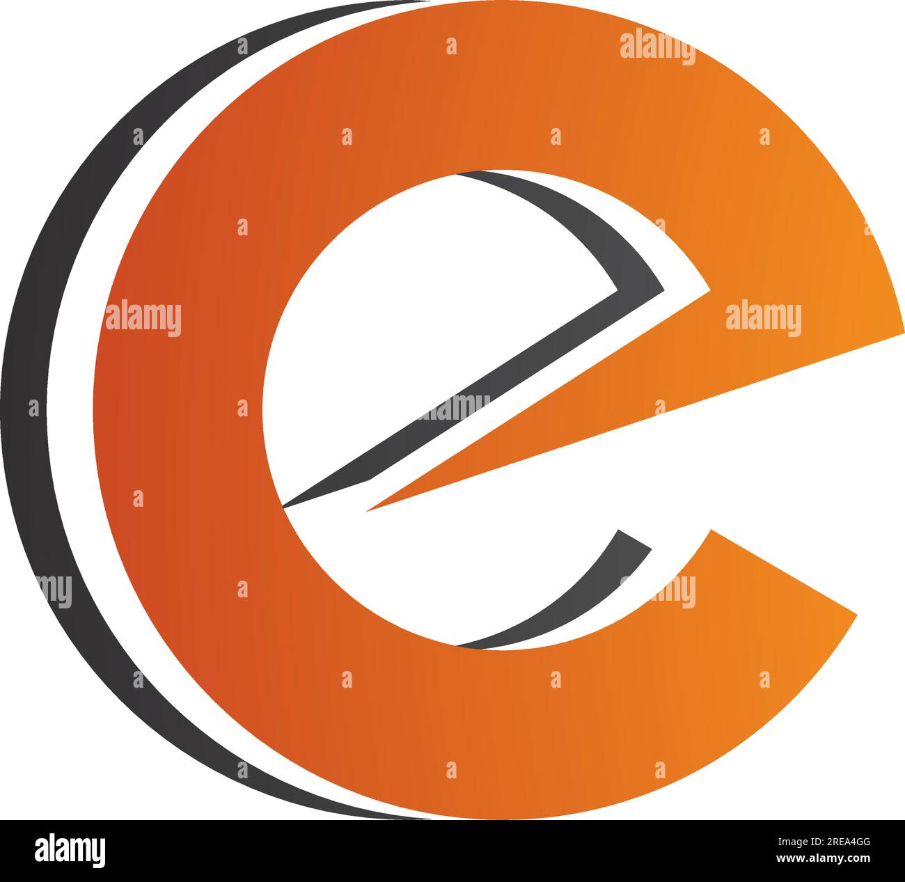 Orange and Black Round Layered Lowercase Letter E Icon on a White ... Orange and Black Round Layered Lowercase Letter E Icon on a White ...