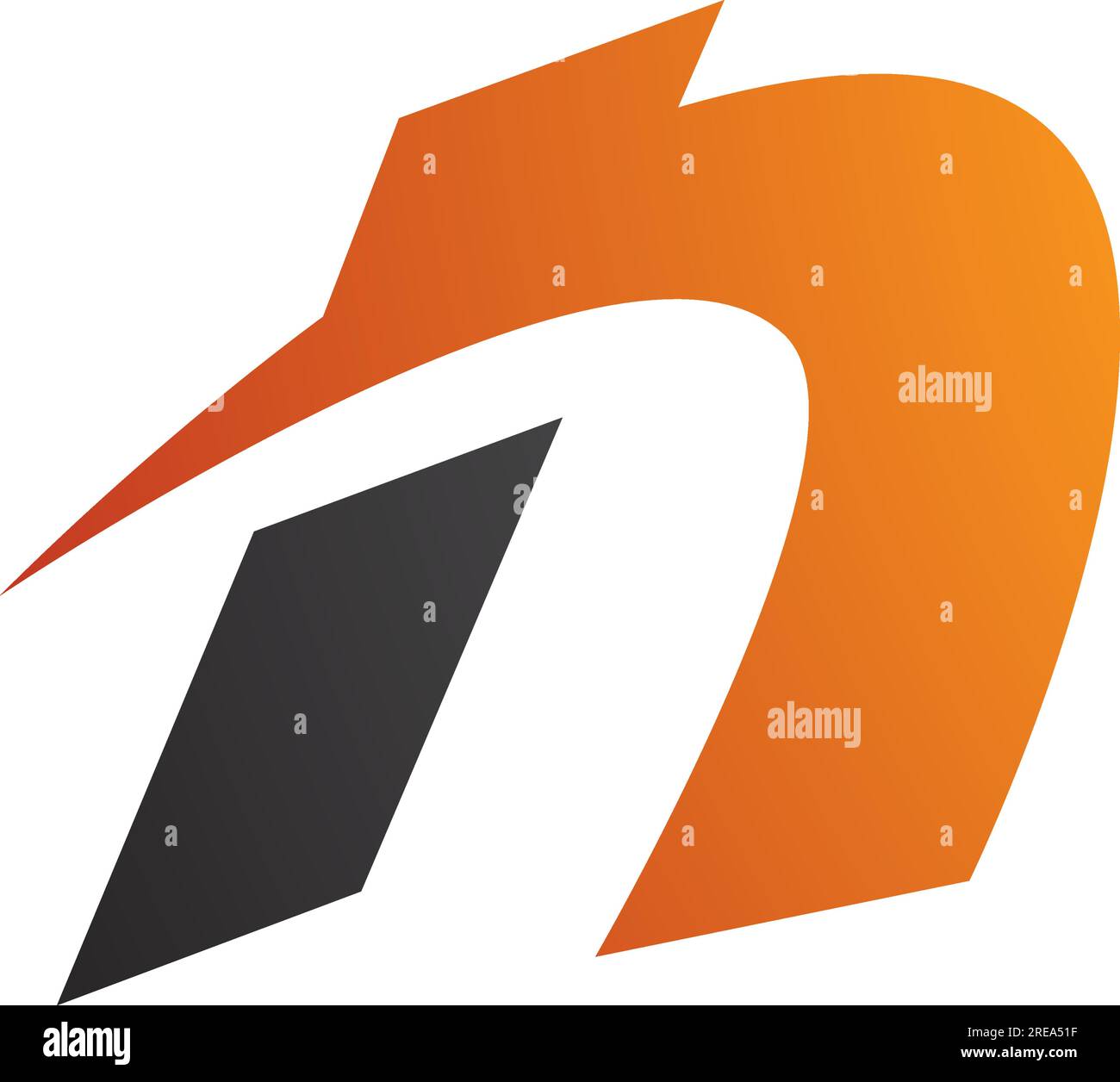 Orange and Black Spiky Italic Letter N Icon on a White Background Stock ...