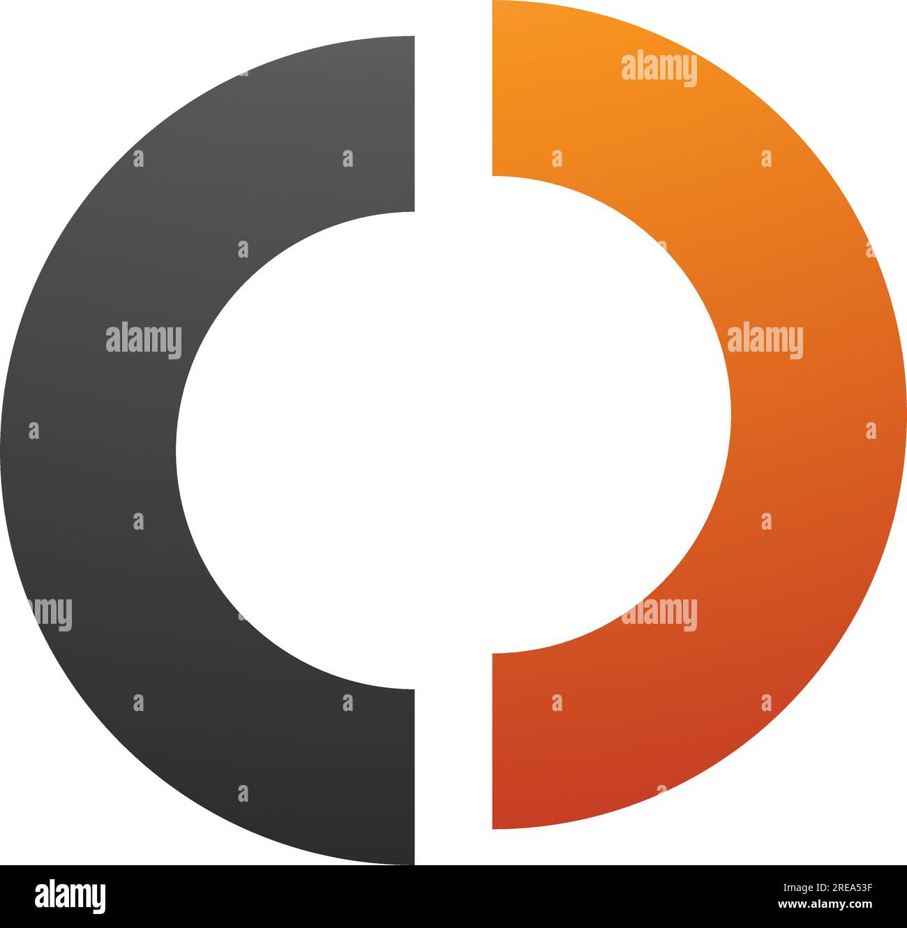 Orange and Black Split Shaped Letter O Icon on a White Background Stock ...