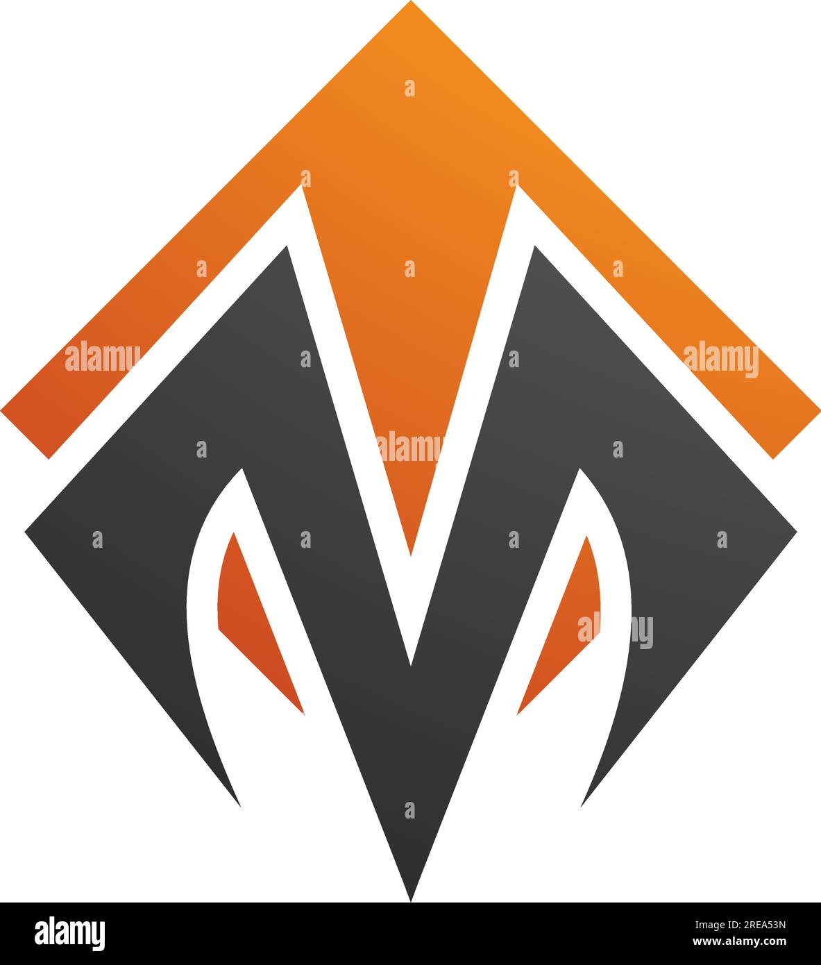 Orange and Black Square Diamond Shaped Letter M Icon on a White ...