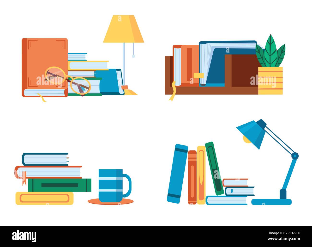 Flat book stacks and piles for study table hi-res stock photography and ...