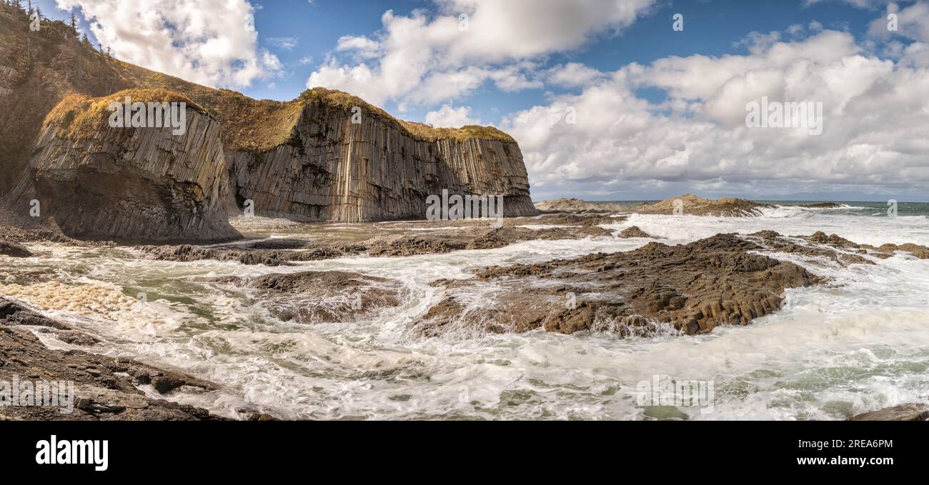 Cape Stolbchaty on the island of Kunashir, Kuril Islands, a unique ...