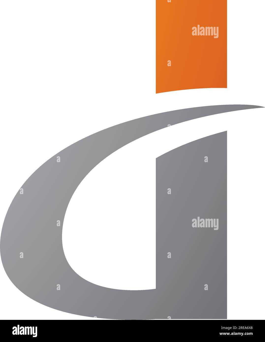 Orange and Grey Curvy Pointed Letter D Icon on a White Background Stock ...