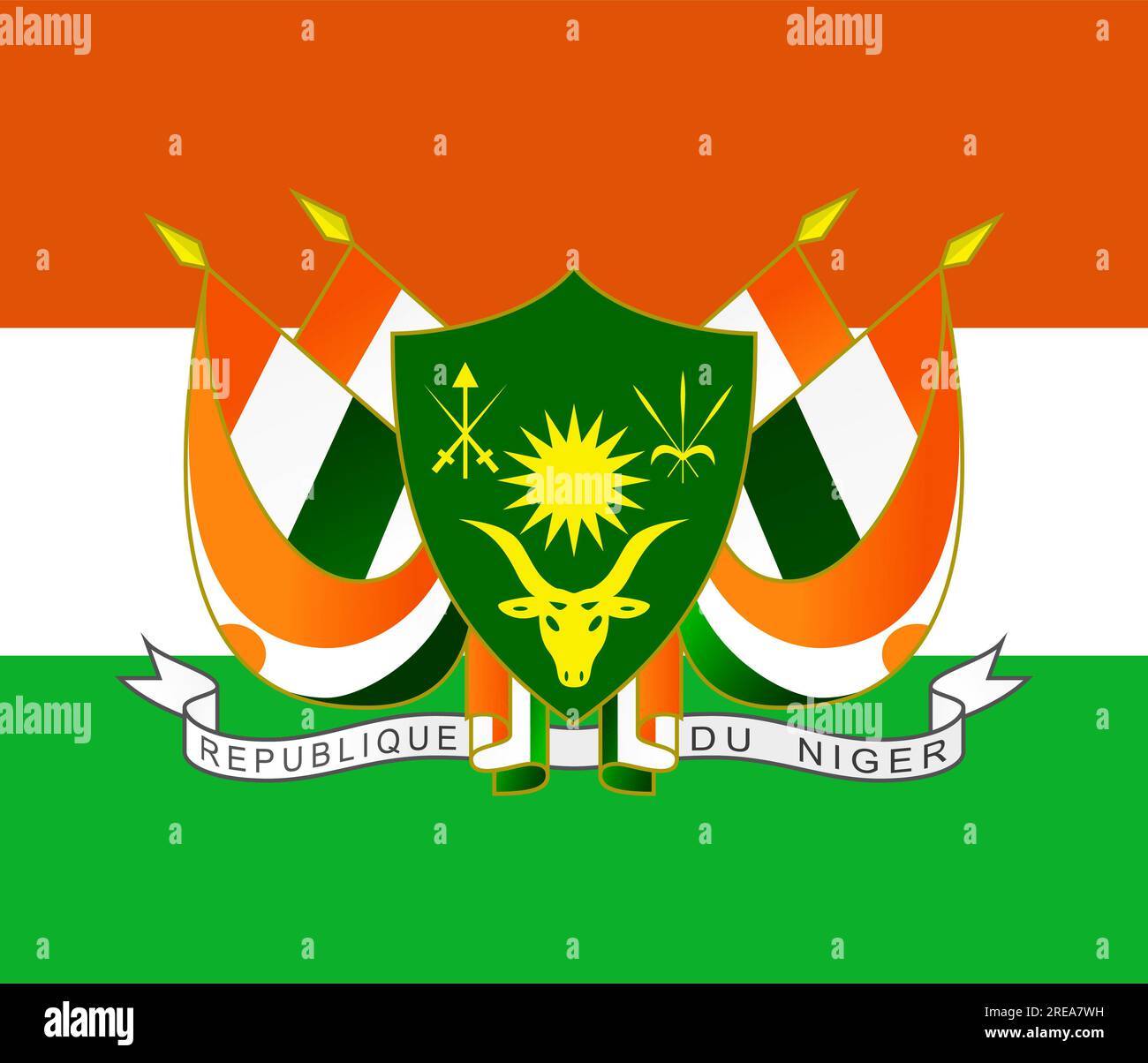 The official current flag and coat of arms of the Republic of Niger ...