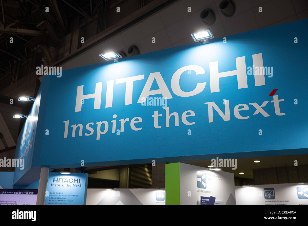 Tokyo, Japan. 06th July, 2023. View of the Hitachi exhibition booth at 25th Interphex in Tokyo ...
