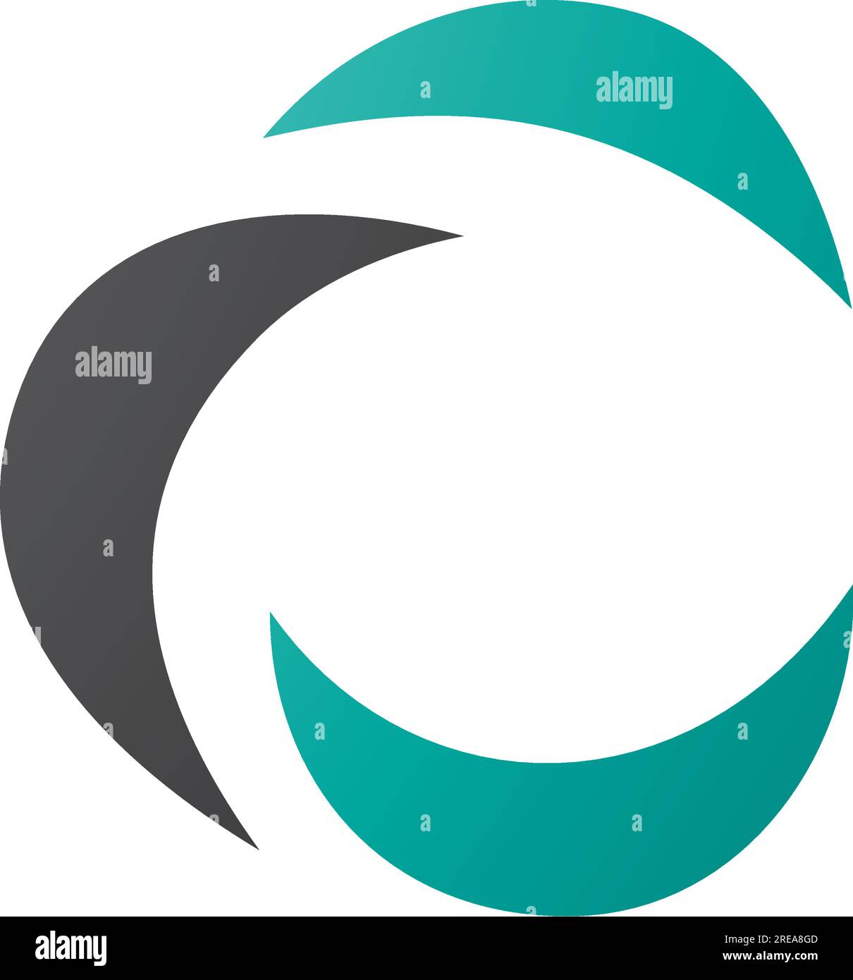 Black and Persian Green Crescent Shaped Letter C Icon on a White ...