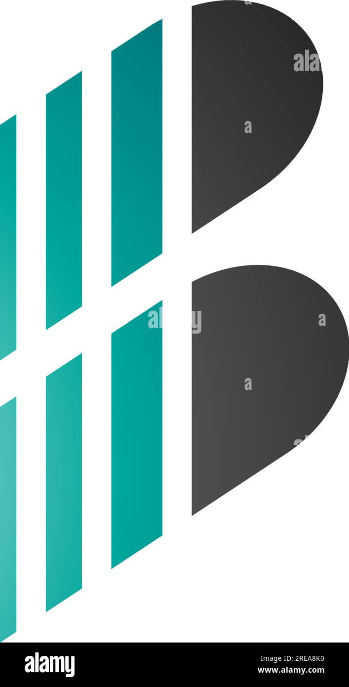 Green and Black Letter B Icon with Vertical Stripes on a White ...