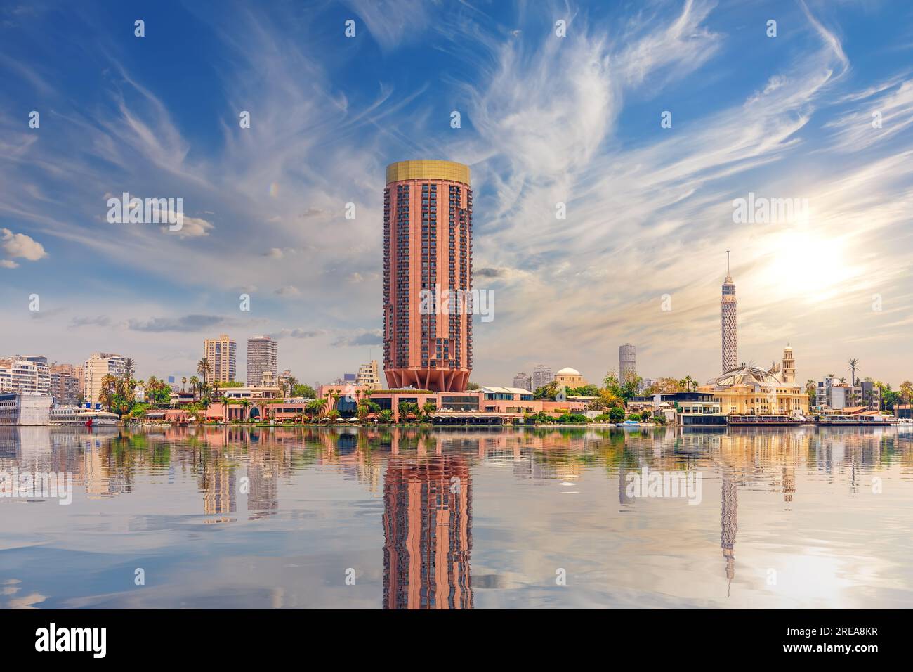 Gezira Island in the Nile, luxury towers of central Cairo, Egypt Stock ...