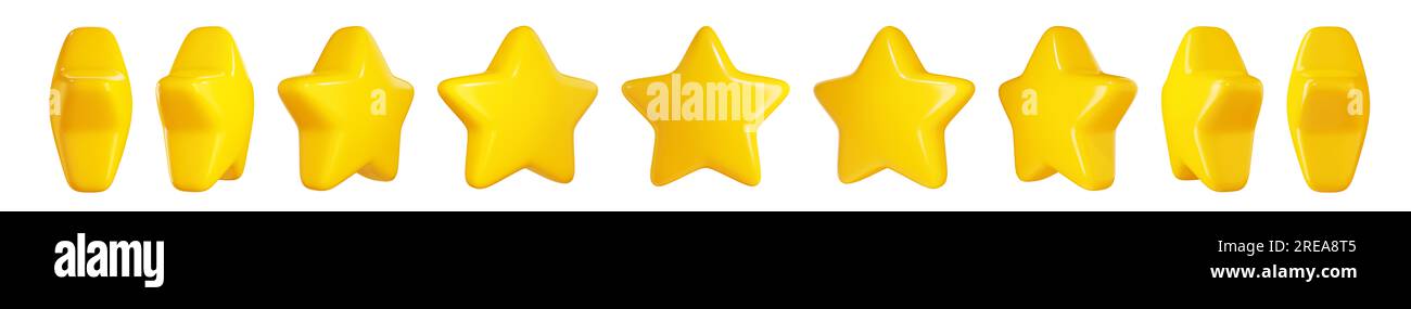 3d star animation set - rotation of yellow cartoon game element Stock ...