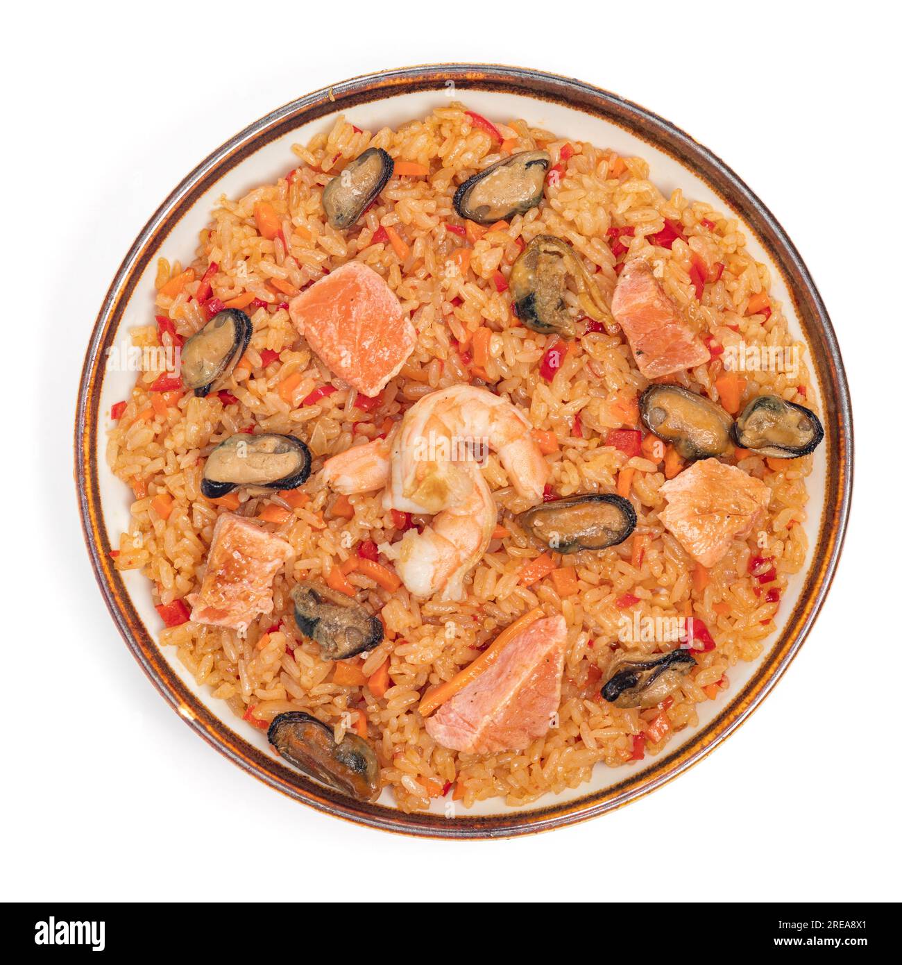 Asian dishe culinary Still Life. Thai rice with beef and vegetable ...