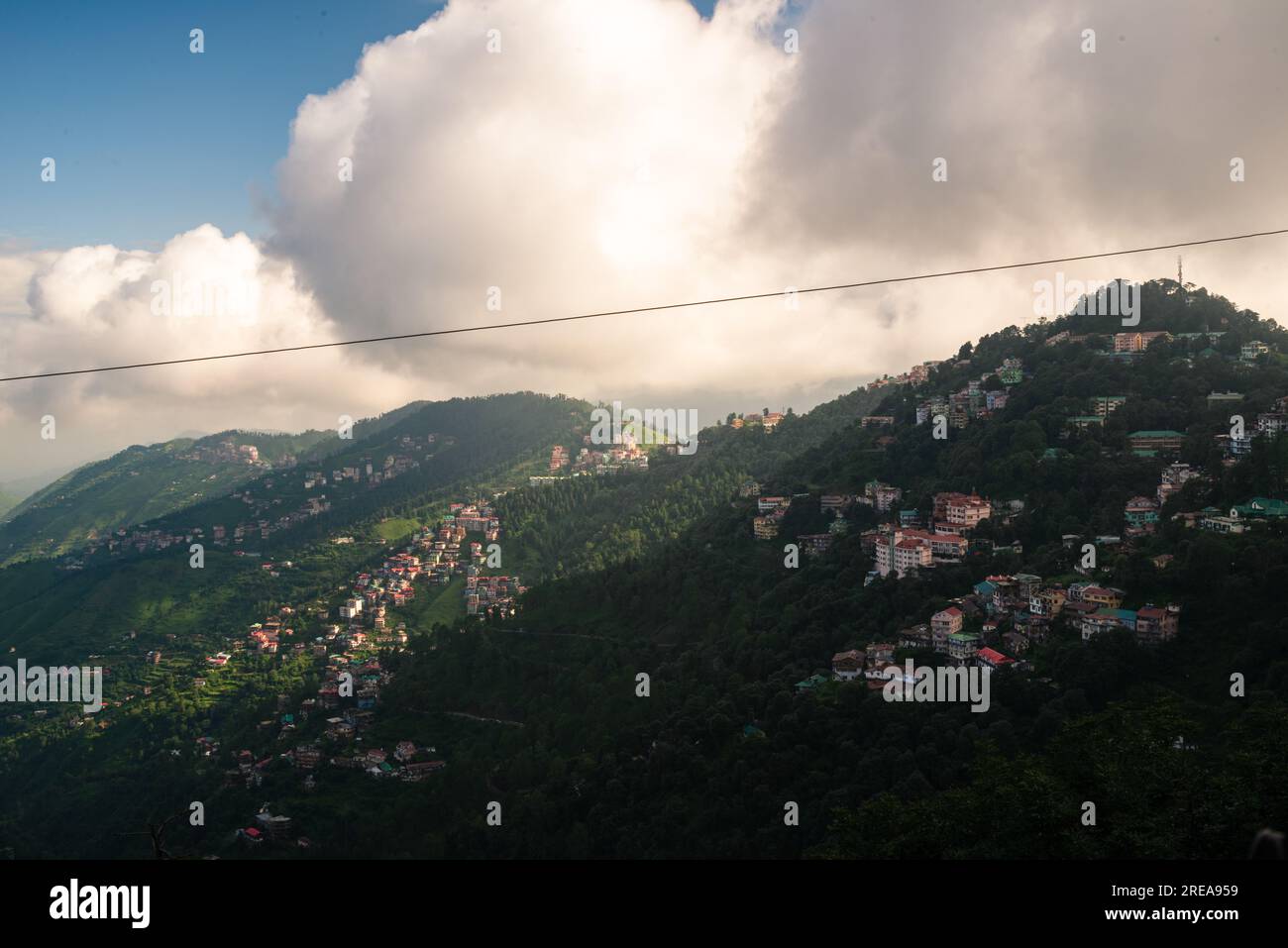 Skyline Shimla city in Himachal Pradesh, India. Natural beauty of ...