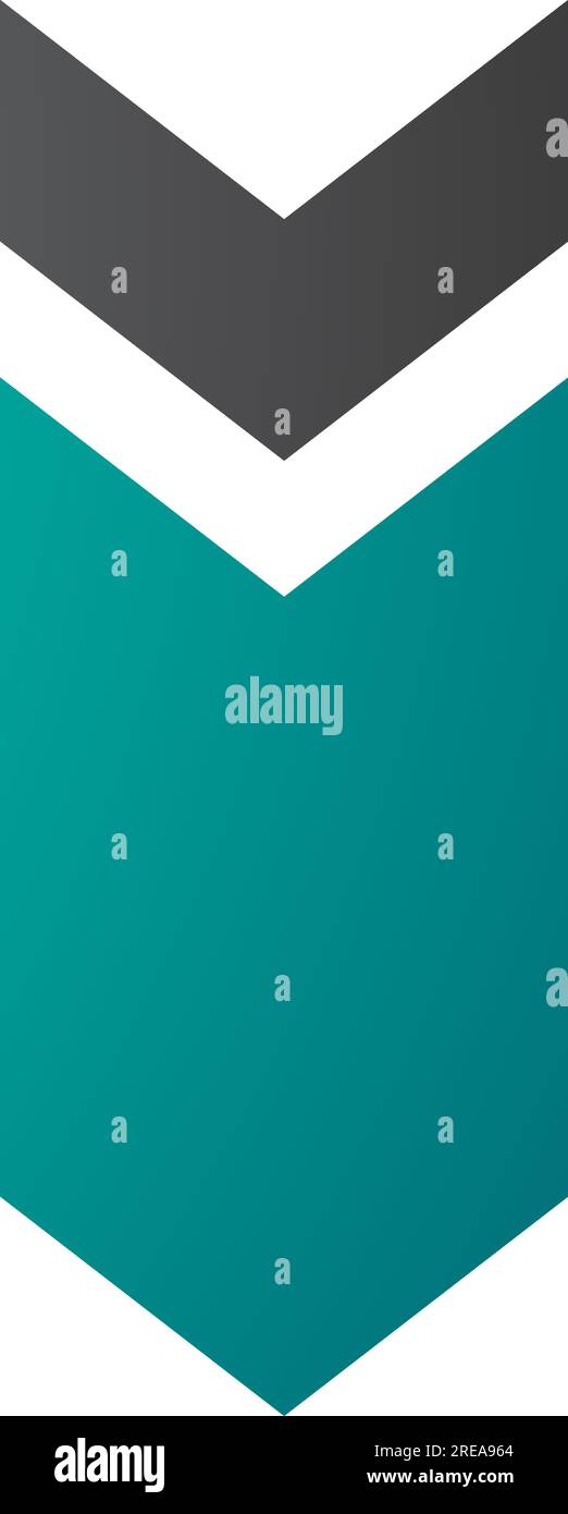 Persian Green and Black Down Facing Arrow Shaped Letter I Icon on a ...