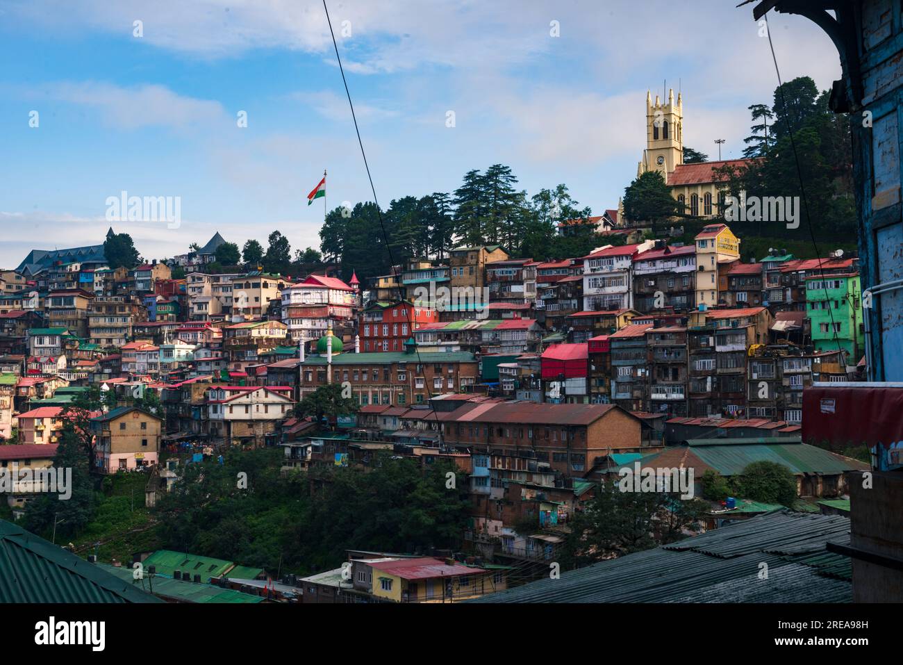 Skyline Shimla city in Himachal Pradesh, India. Natural beauty of ...
