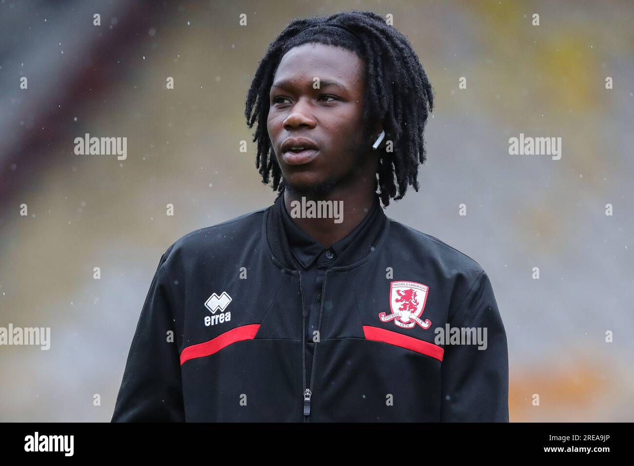Daniel Nkrumah of Middlesbrough arrives at Valley Parade Stadium ahead ...