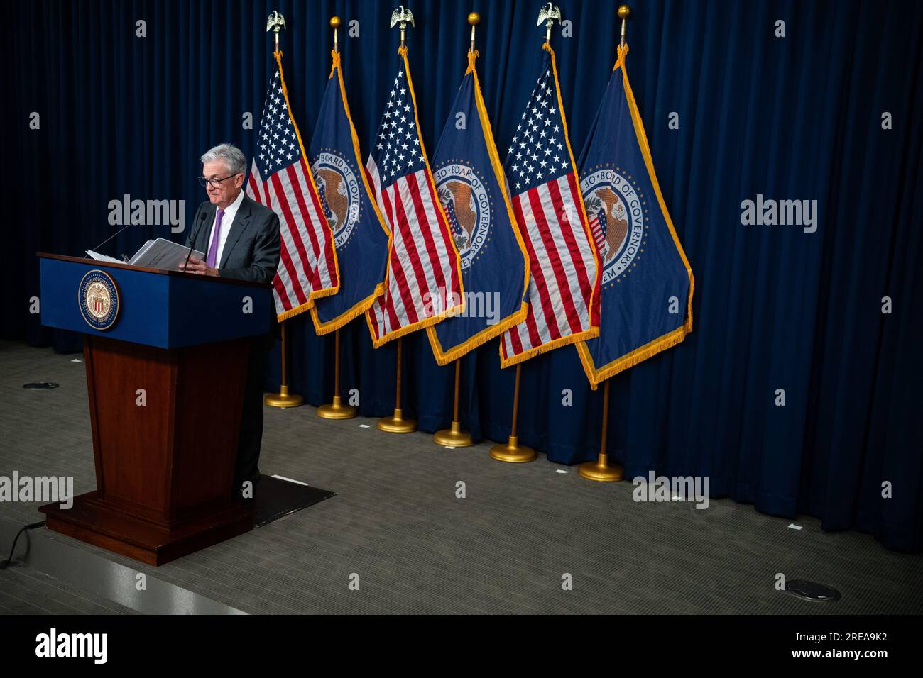 Washington, USA. 26th July, 2023. U.S. Federal Reserve Chair Jerome ...