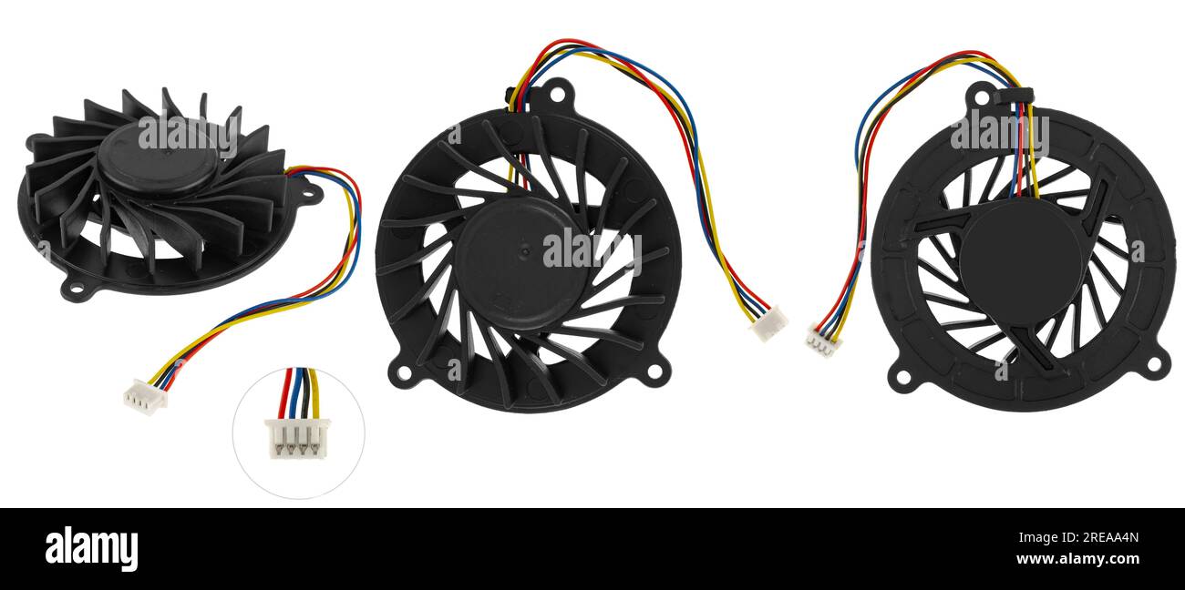 cooling system for laptop, fan, in multiple projections, on white ...