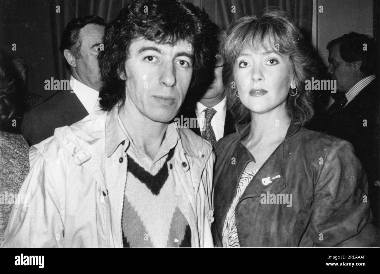 London, UK. Bill Wyman and Astrid Lundstrom at a party in around 1983 ...