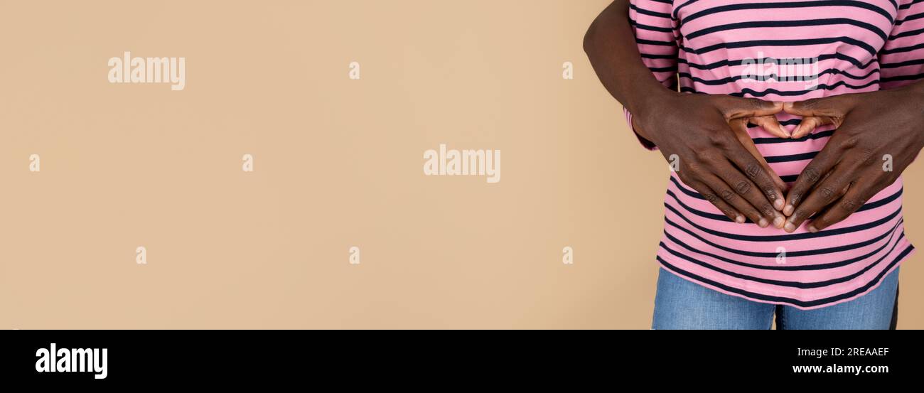 Young black man hug lady with big belly, enjoy pregnancy and expecting ...