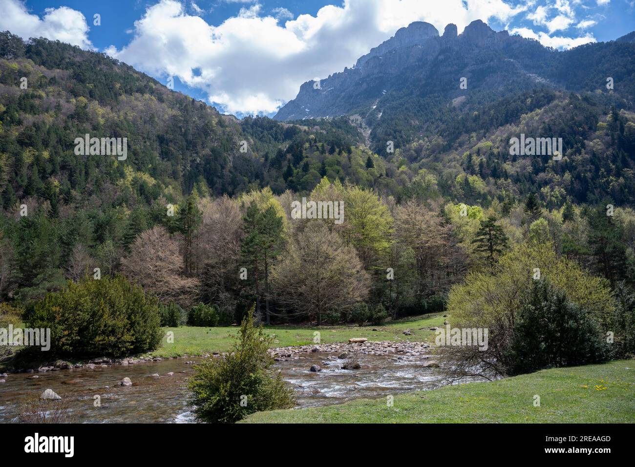 Hecho Valley in the Spanish Pyrenees, Huesca, Aragon, Spain Stock Photo ...