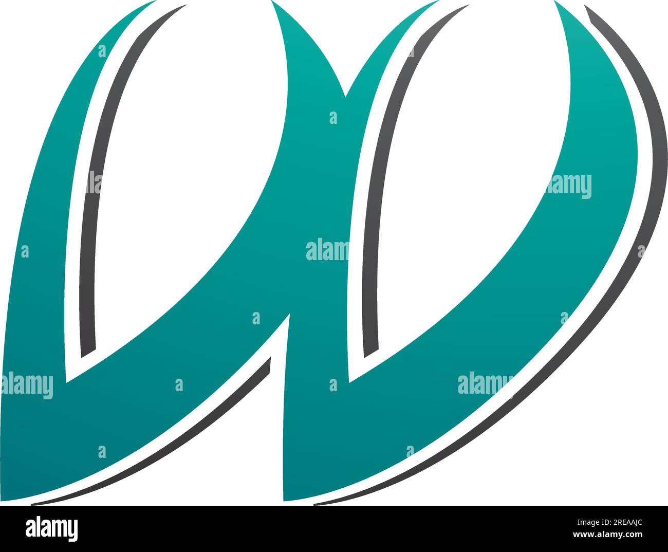 Persian Green and Black Spiky Italic Shaped Letter W Icon on a White ...