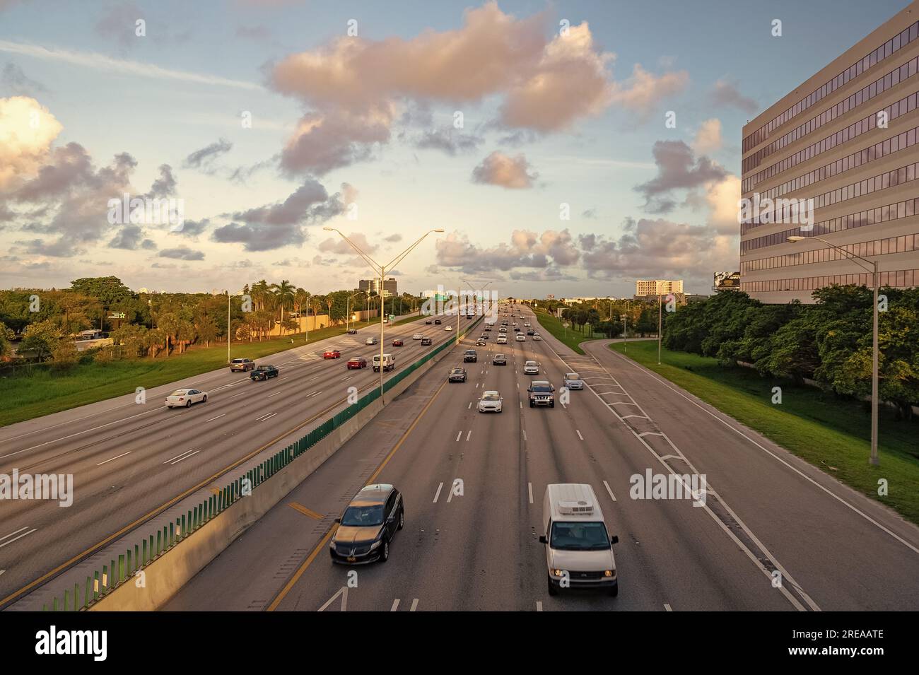 Miami, Florida USA - November 09, 2015 freeway road with cars ...