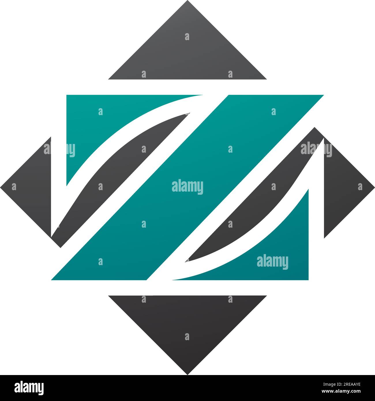 Persian Green and Black Square Diamond Shaped Letter Z Icon on a White ...
