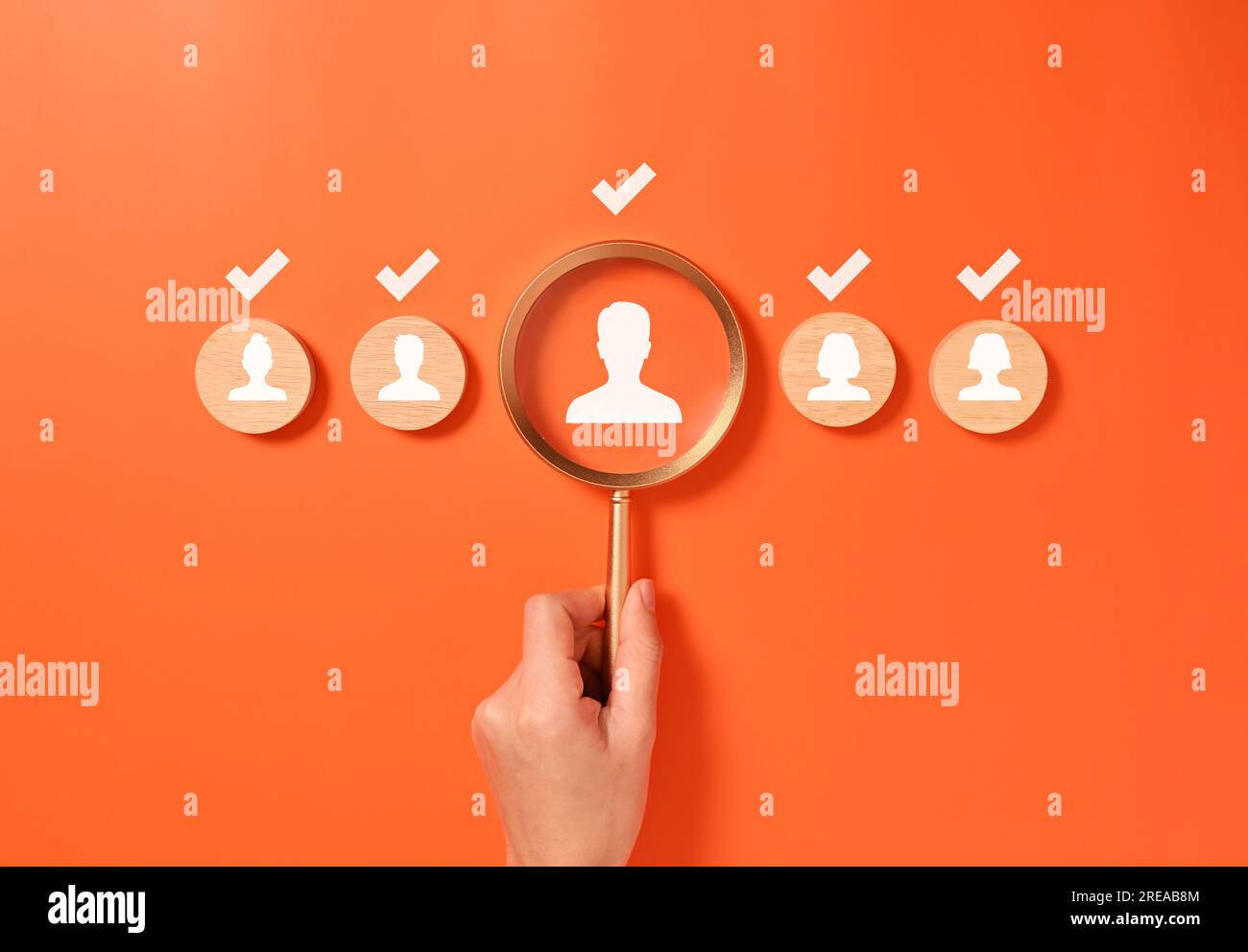 Wooden block with teamwork employees business icons, People with smart ...