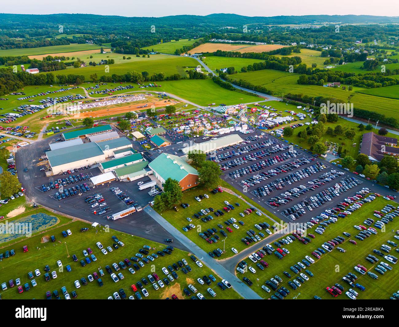 Aerial Drone view of FAirgrounds Stock Photo - Alamy