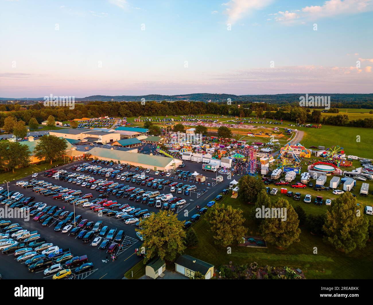 Aerial Drone view of FAirgrounds Stock Photo - Alamy