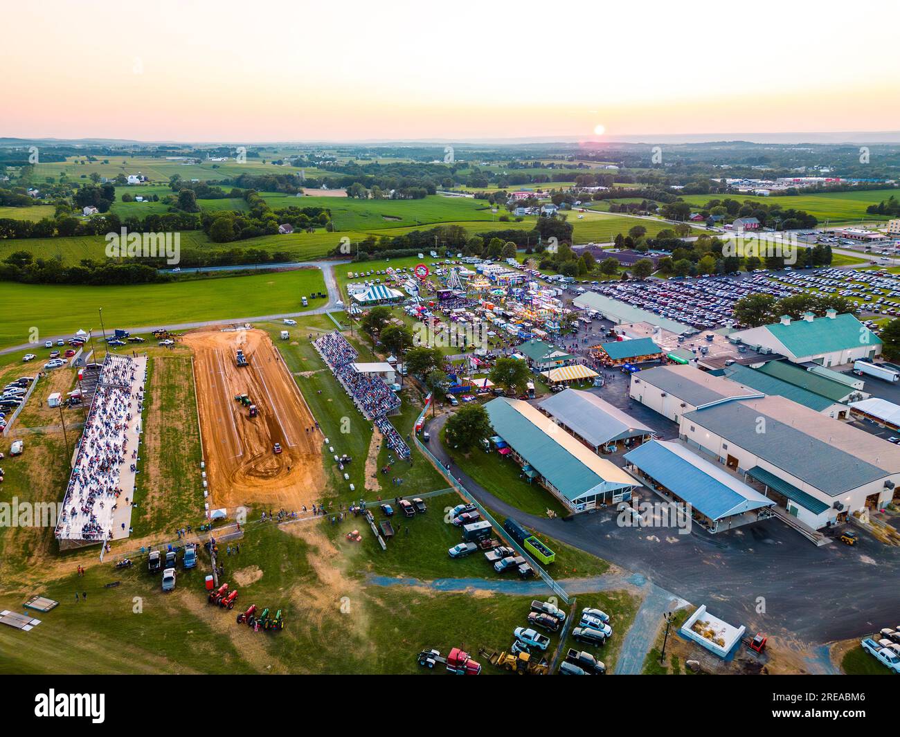 Aerial Drone view of FAirgrounds Stock Photo - Alamy