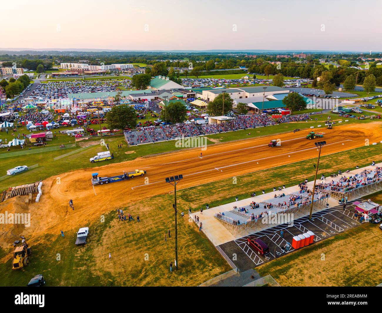Aerial Drone view of FAirgrounds Stock Photo - Alamy
