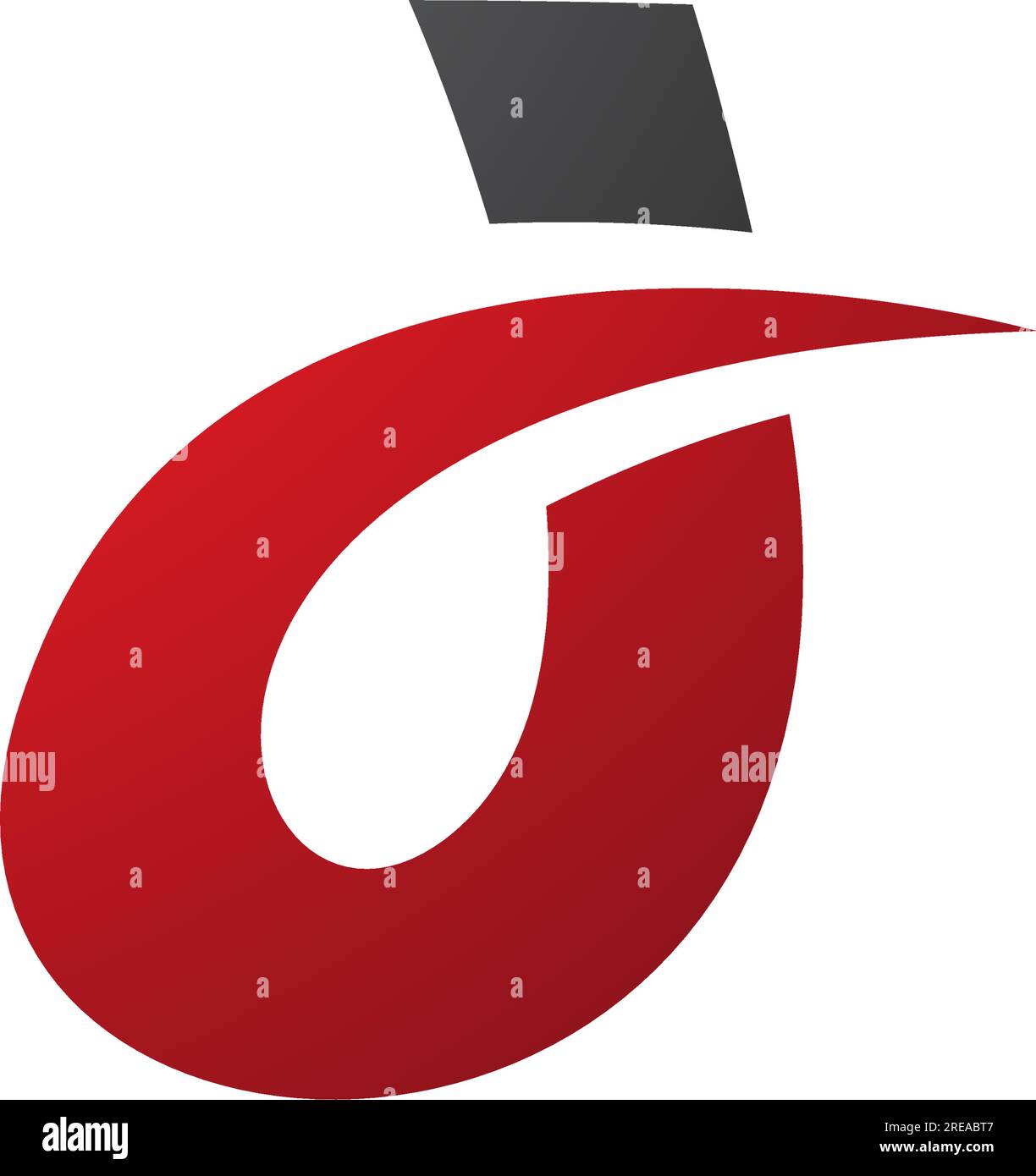Black and Red Curved Spiky Letter D Icon on a White Background Stock ...