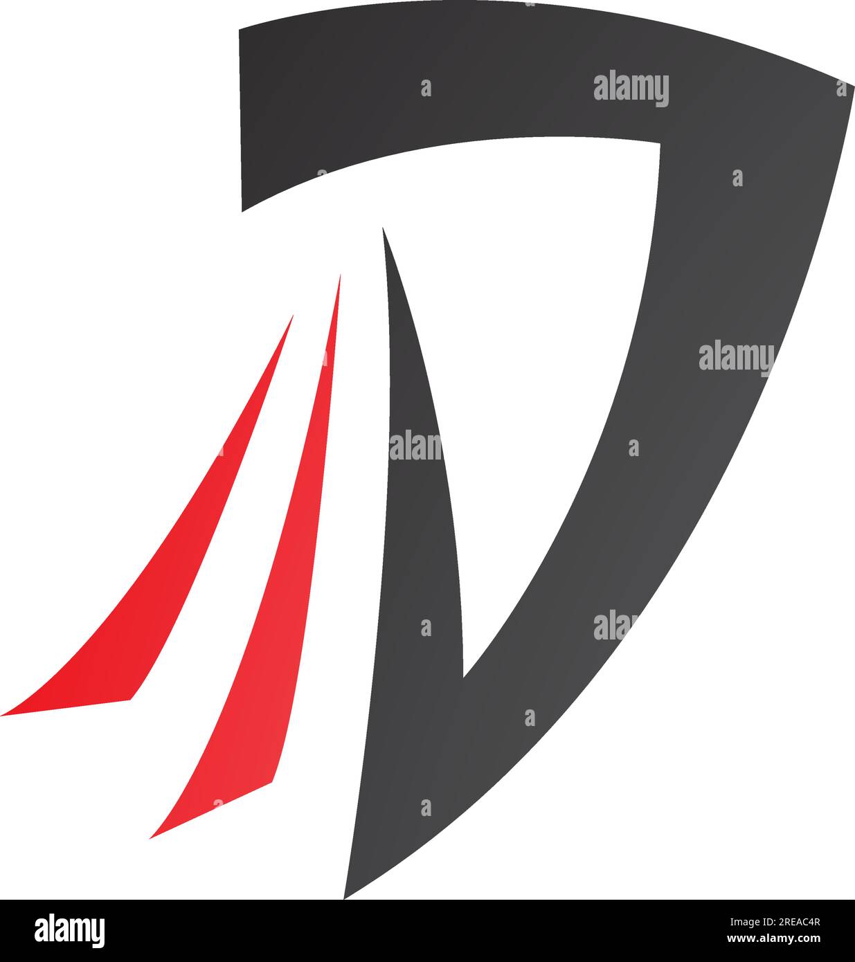 Black and Red Letter D Icon with Tails on a White Background Stock ...