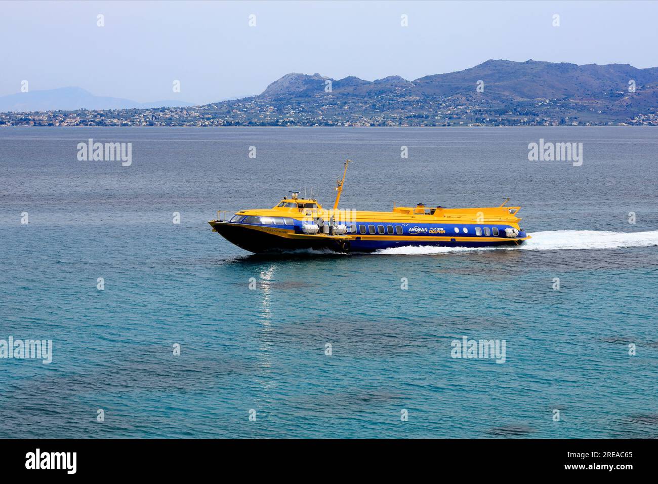 Flying dolphin high speed passenger ferry boat, Agistri island, Saronic ...