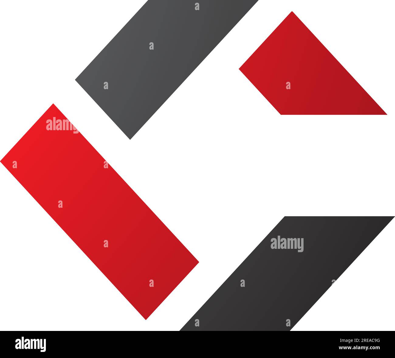 Black and Red Square Letter C Icon Made of Rectangles on a White ...