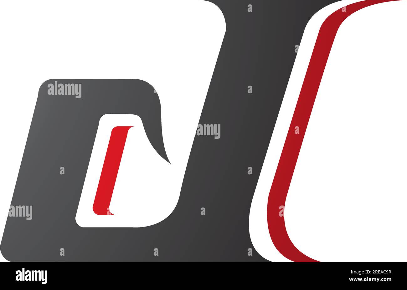 Black and Red Lowercase Italic Letter D Icon on a White Background ...