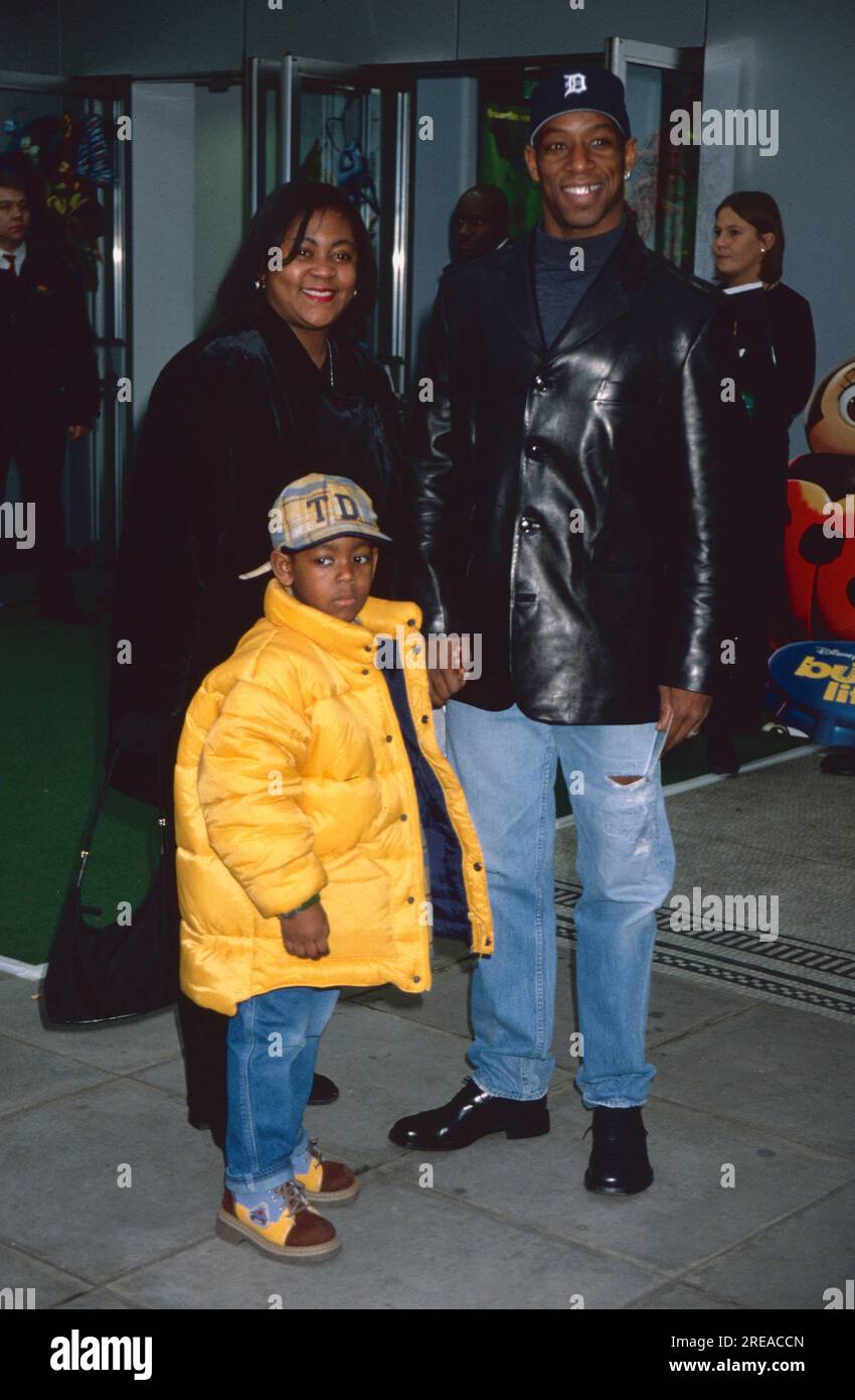 London. UK. LIBRARY. Ian Wright with his wife Debbie and their son ...