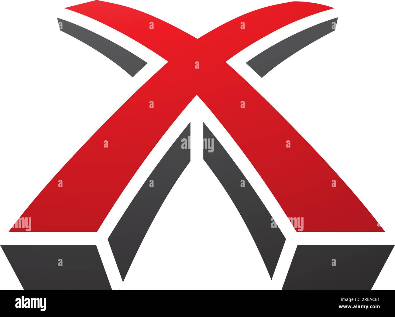 Red and Black 3d Shaped Letter X Icon on a White Background Stock ...