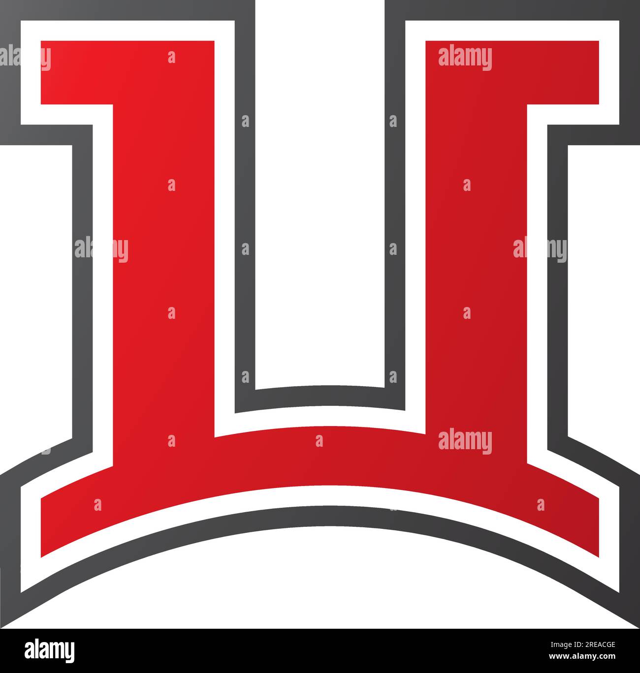 Red and Black Arch Shaped Letter U Icon on a White Background Stock ...