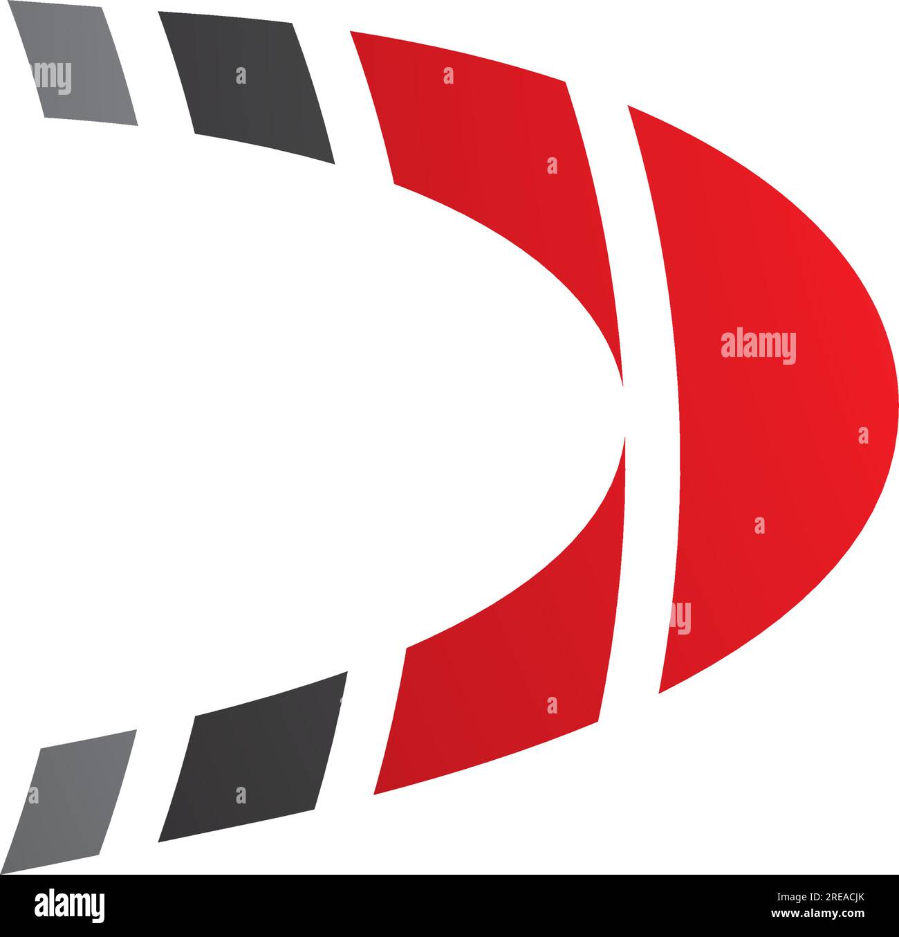 Black and Red Striped Letter D Icon on a White Background Stock Vector ...