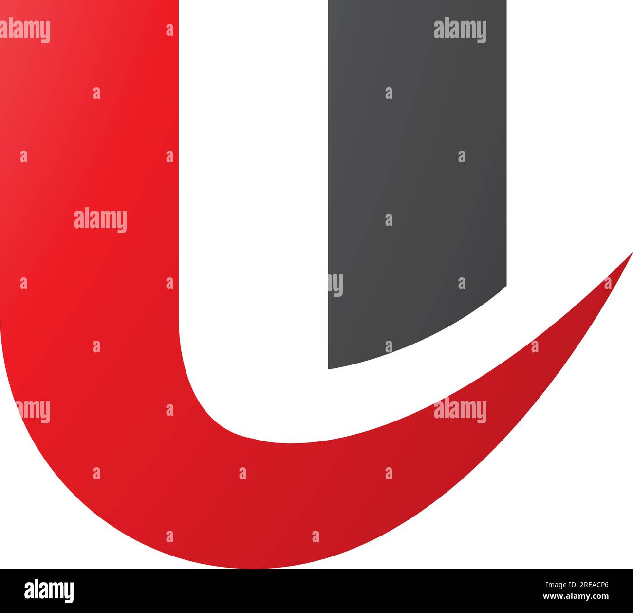 Red and Black Bold Curvy Shaped Letter U Icon on a White Background ...