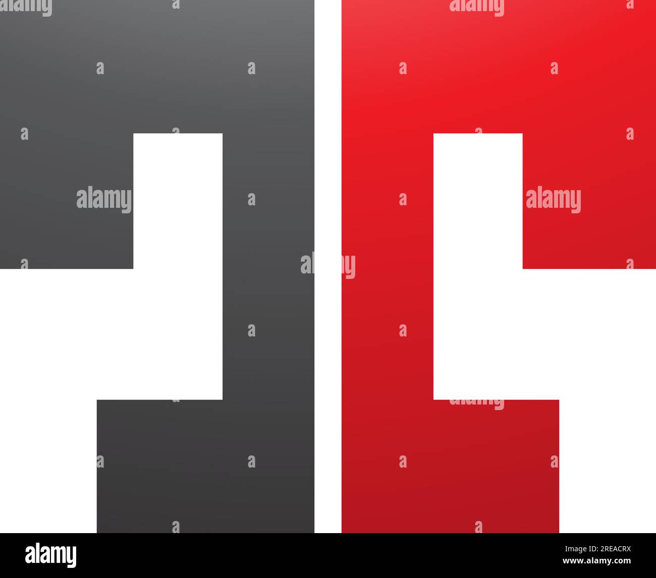 Red and Black Bold Split Shaped Letter T Icon on a White Background ...