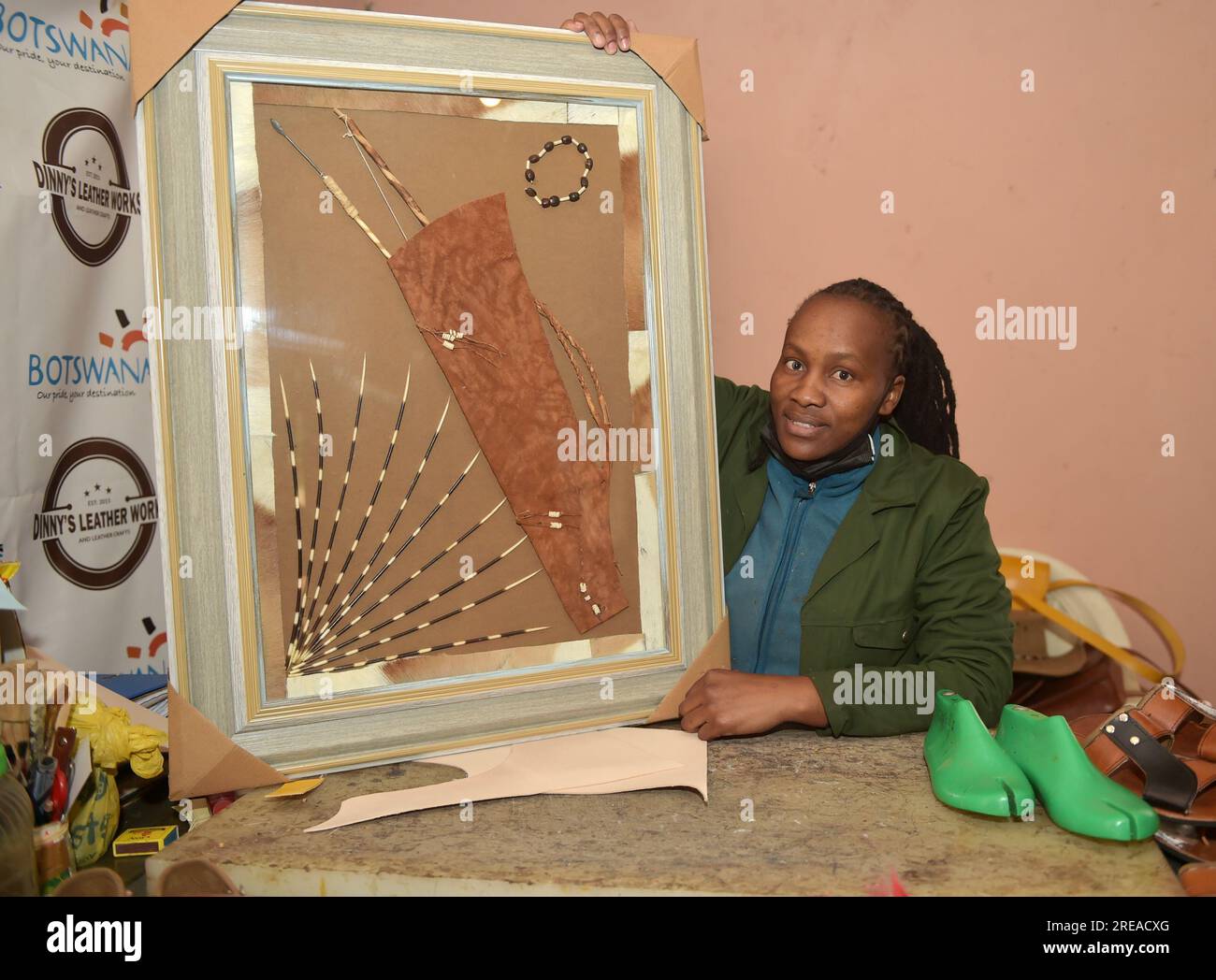 Palapye, Botswana. 26th July, 2023. Dineo Gobatilwe, founder of Dinny ...